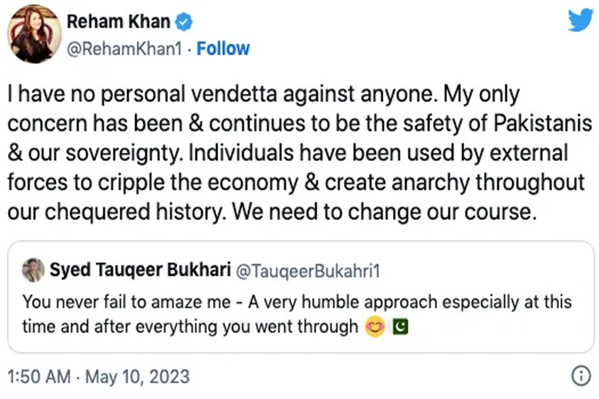 Reham Khan Voices Concerns for Pakistan Amid Ex-Husband