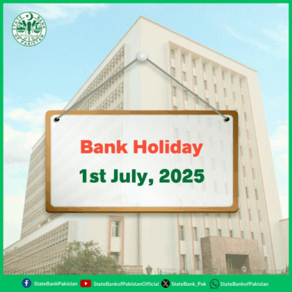 State Bank of Pakistan Announces Bank Holiday in Pakistan on 1st July 2025