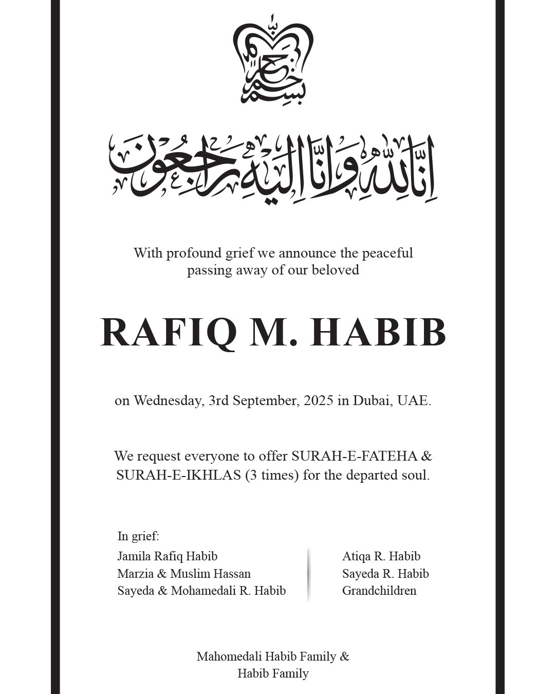 Rafiq M Habib, Pakistani Business Leader Dies at 88 - Online English ...