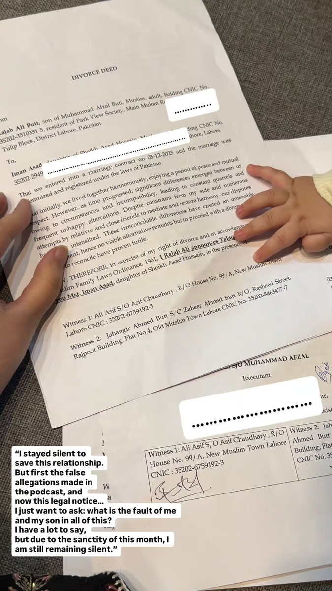 Rajab Butt Divorce Confirmed: Iman Shares Notice on Instagram